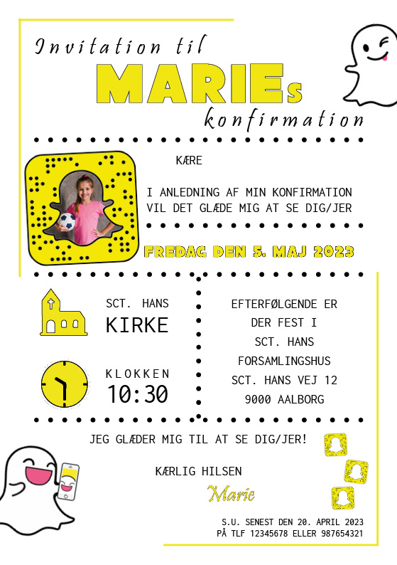 Invitation | Konfirmation | Snapchat e tema ⋆ Magiske Tider