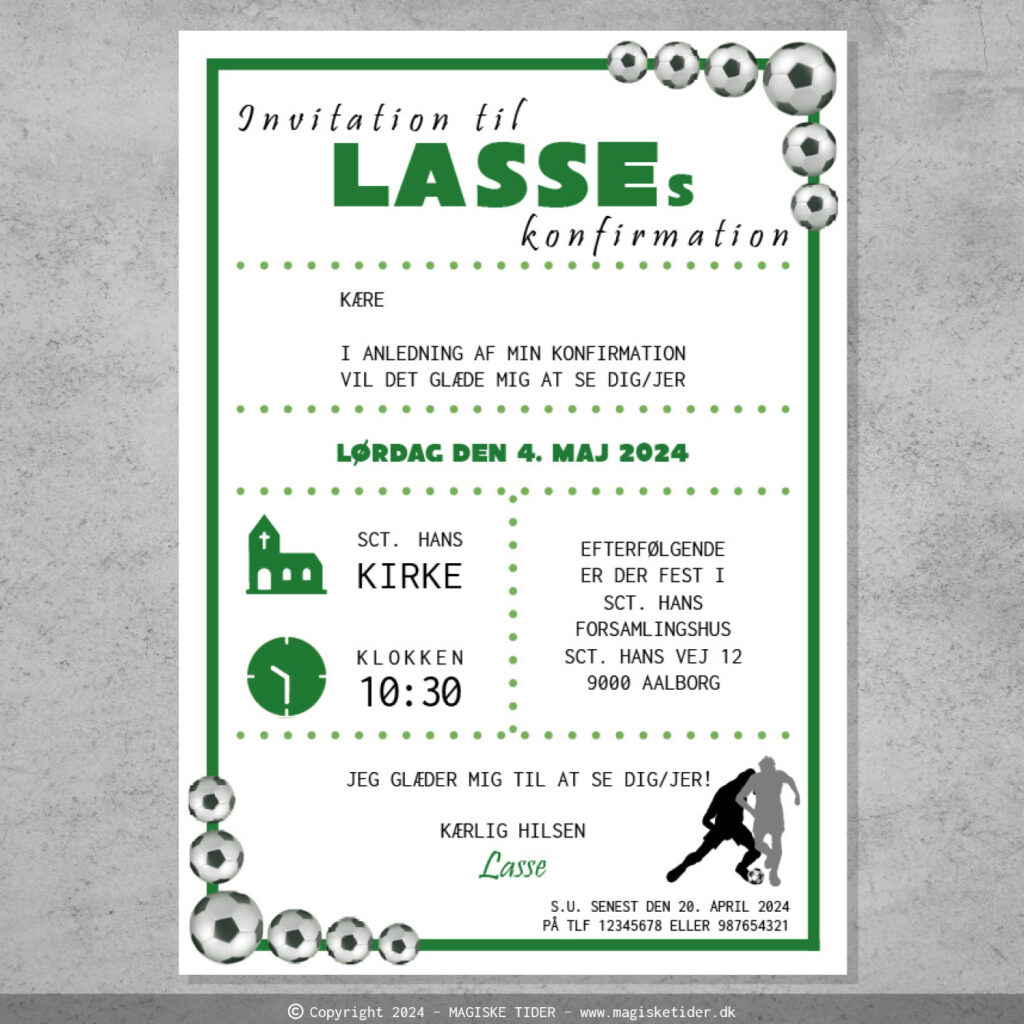 Menukort | Fodbold tema ⋆ Magiske Tider